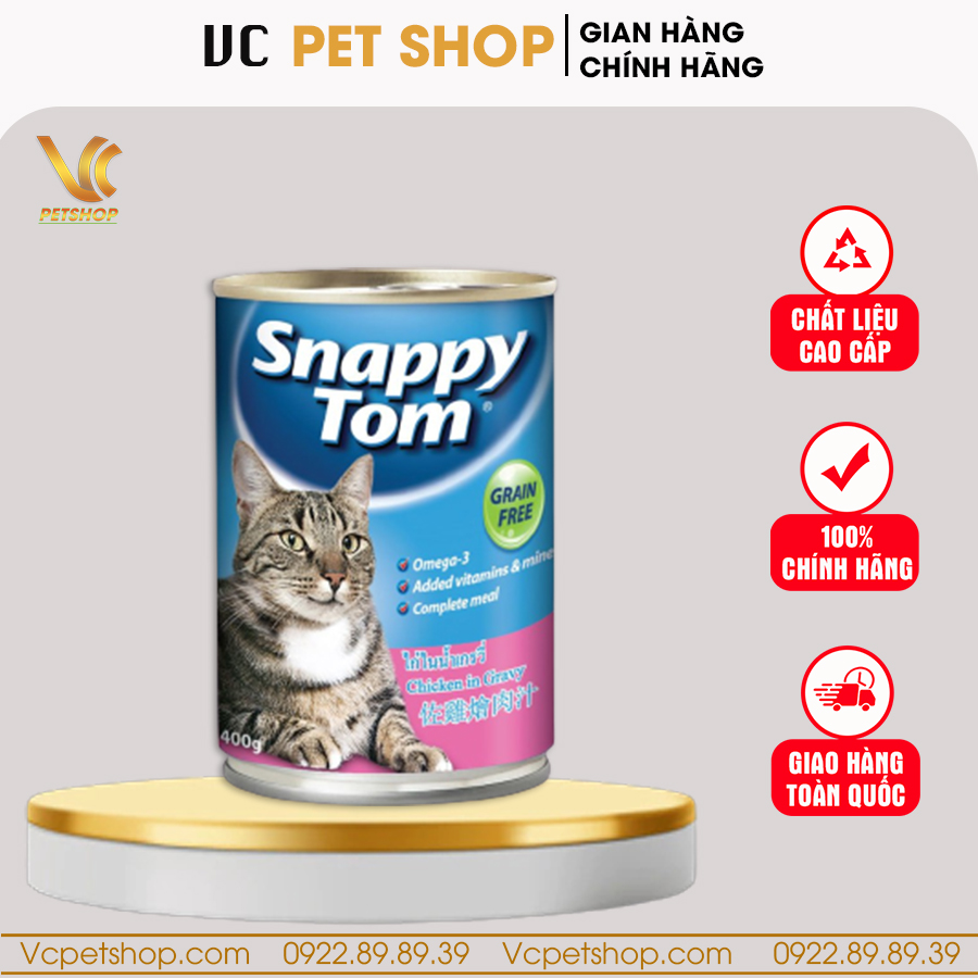 Pate Snappy Tom 400g Cho Mèo Vị Thịt Gà Nước Sốt - VC Pet Shop